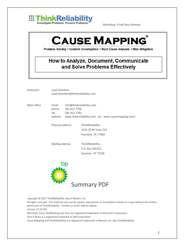 WB-2016 Summary Cause Mapping July-2017 LH v2 | PDF | Causality