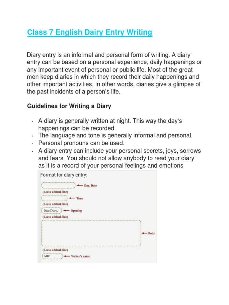 Class 7 Diary Entry Writing1 | PDF