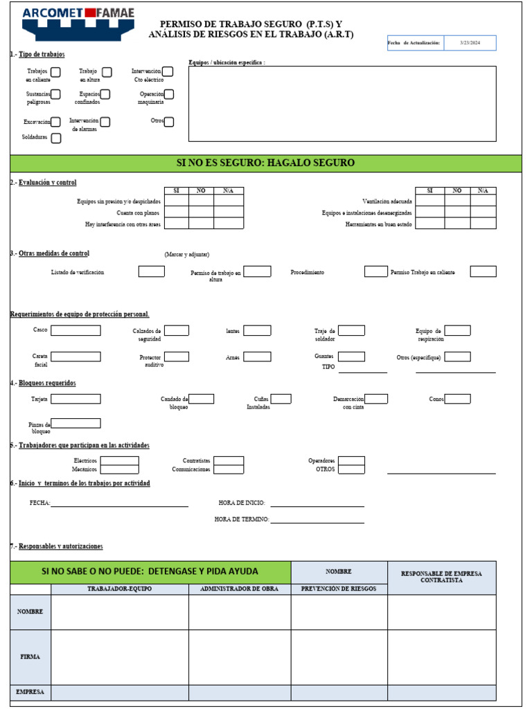 Pdr-Form-19 Permiso de Trabajo (P.T.S) | PDF