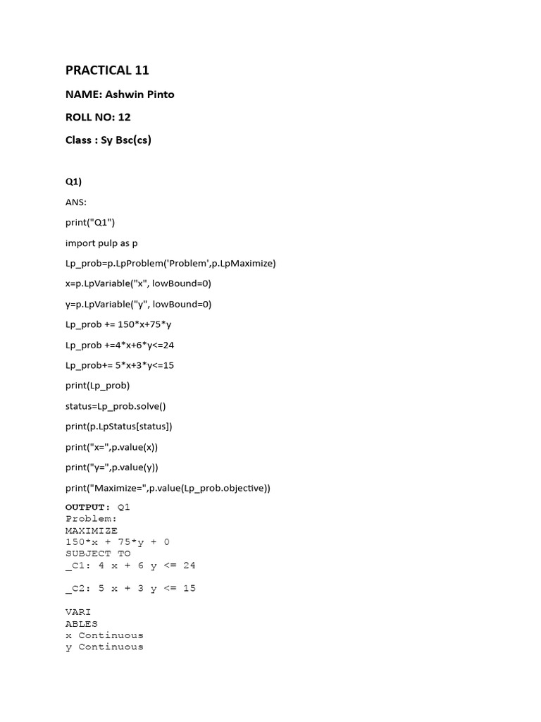Python Practical 11 Download Free Pdf Computer Programming Applied Mathematics
