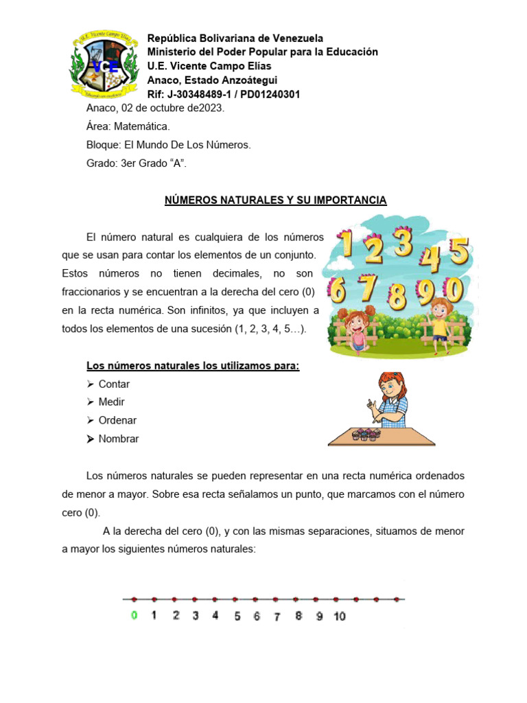 1 Bloque de Matematica 3er Grado A | PDF