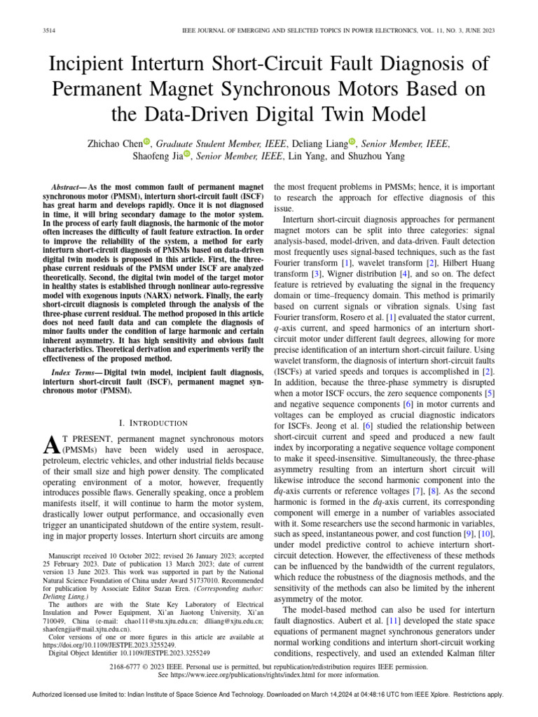 Incipient Interturn Short Circuit Fault Diagnosis Of Permanent Magnet Synchronous Motors Based