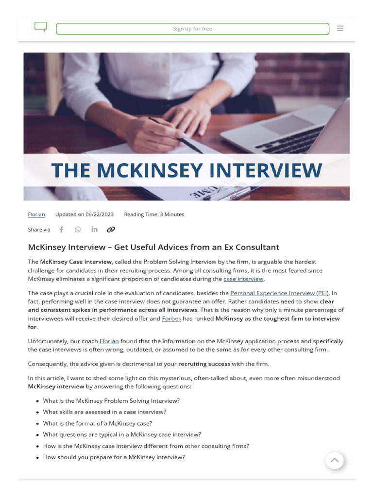 McKinsey Case Interview | PDF | Mc Kinsey & Company | Interview
