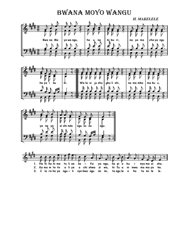 Bwana Moyo Wangu (Makelele) | PDF