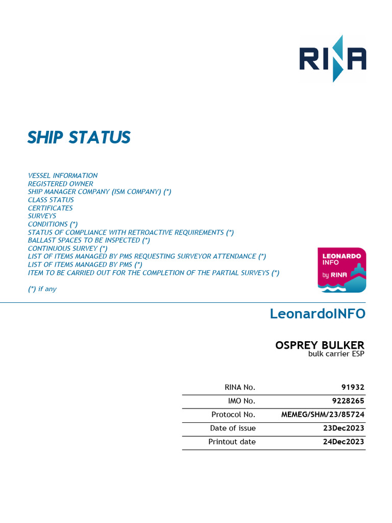 Ship Status | PDF | Ships | Shipping