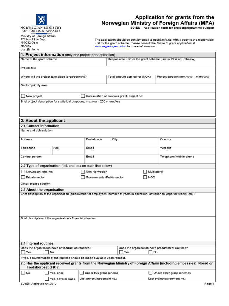 Grant Form of Norwegian Minisitry | PDF | Sustainability | Goal