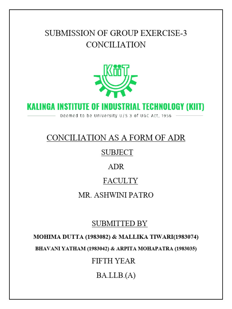Submission of Group Exercise 3- Conciliation | PDF | Alternative ...