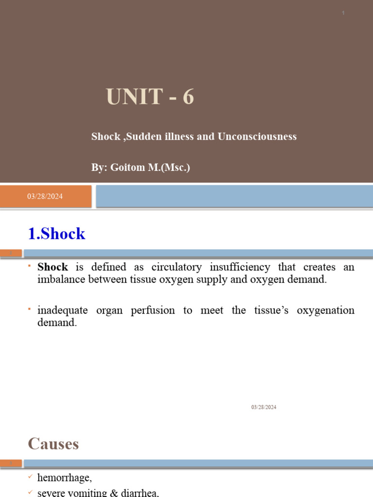 Shock and Unconsciousness First Aid Guide | PDF