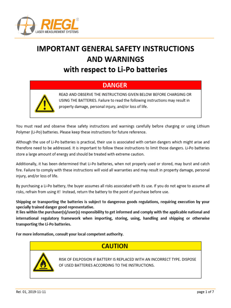 LiPo Batteries SafetyInstructions Warnings | Download Free PDF ...