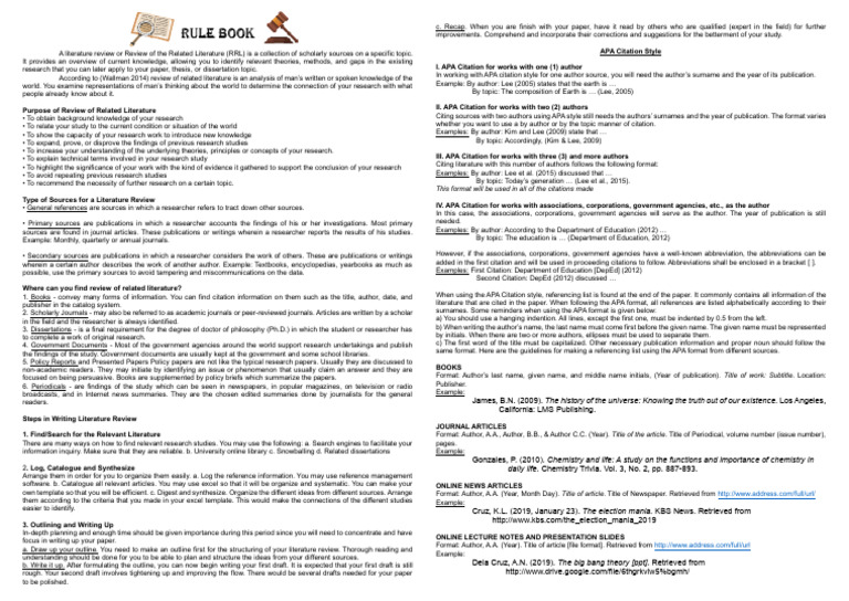 Rule Book | PDF | Citation | Apa Style