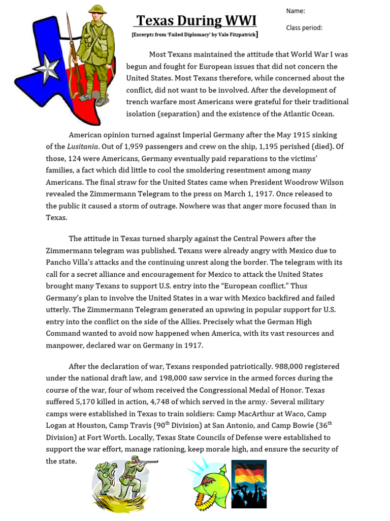 Texas and WWI: From Isolation to Involvement | PDF | World War I | Texas