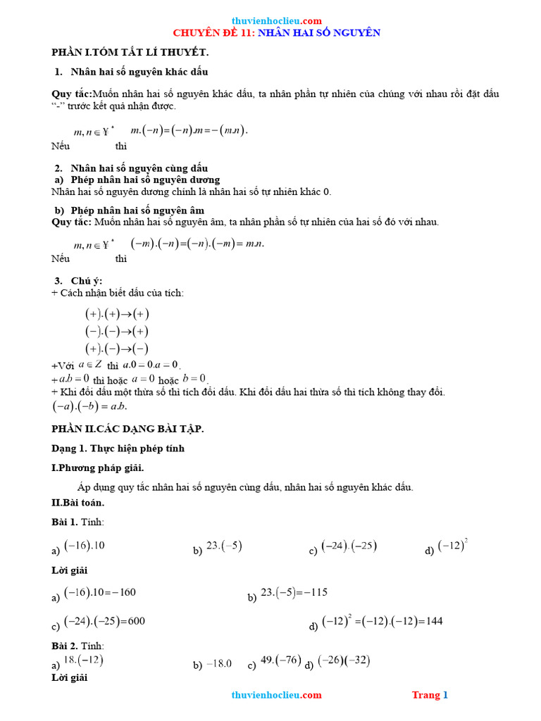 Chuyen de 11 Nhan Hai So Nguyen | PDF