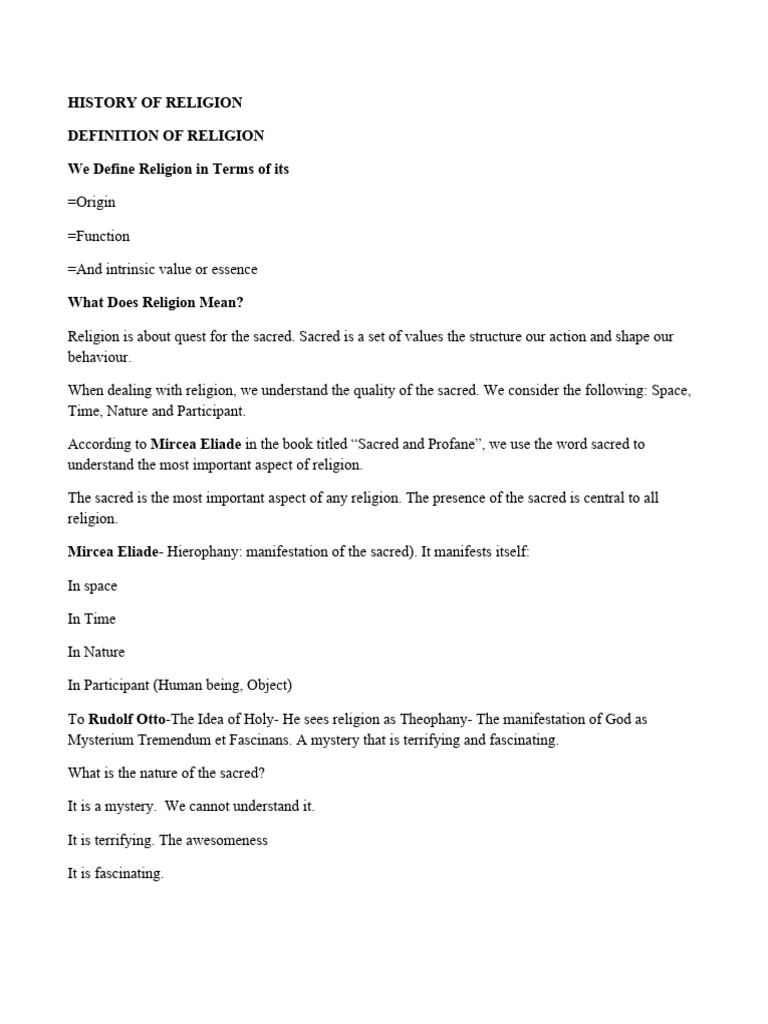 HISTORY OF RELIGION NOTES | PDF | Phenomenology (Philosophy ...
