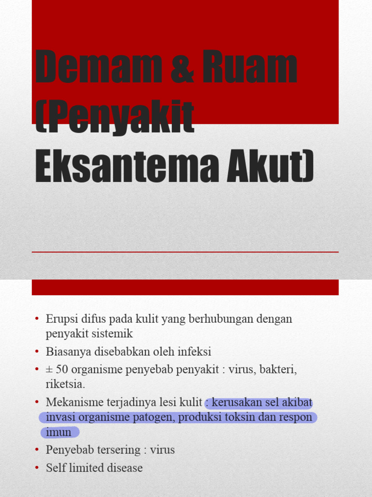 Demam & Ruam (Penyakit Eksantema Akut) (Anak) | PDF