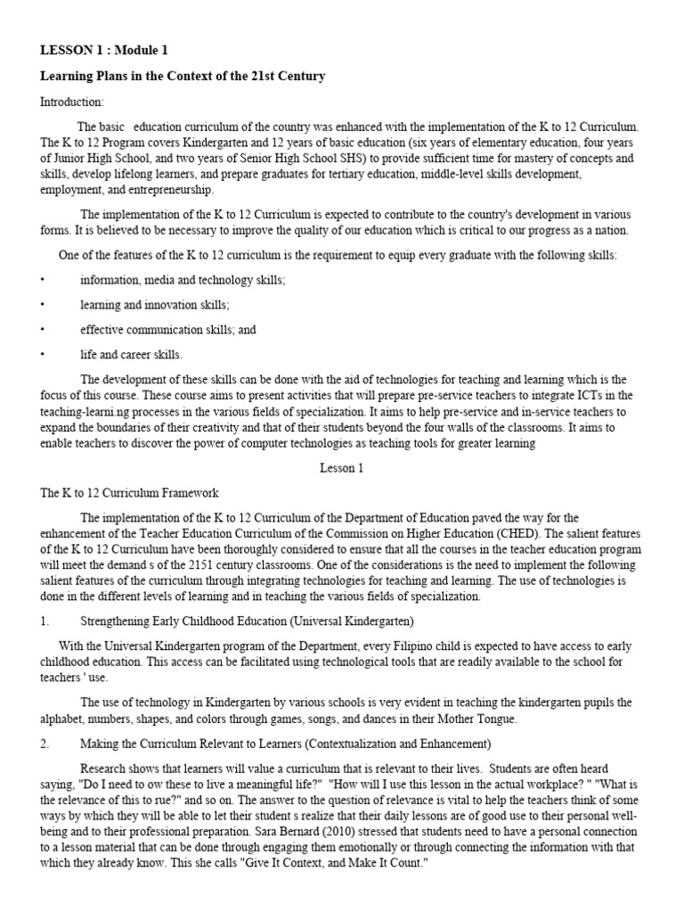 Sir. Latoza Module 1 Lesson 1 and 2 | PDF | Educational Technology | Curriculum