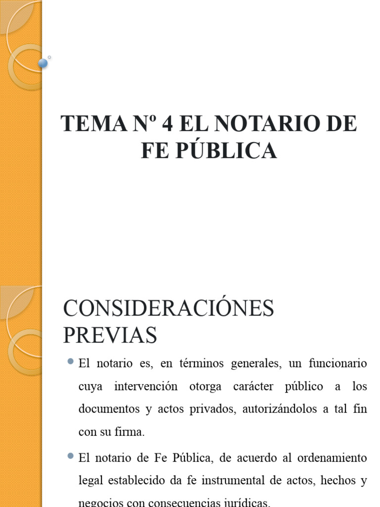 Derecho Notarial-Tema #4 El Notario de Fe Pública | PDF | Derecho Civil ...
