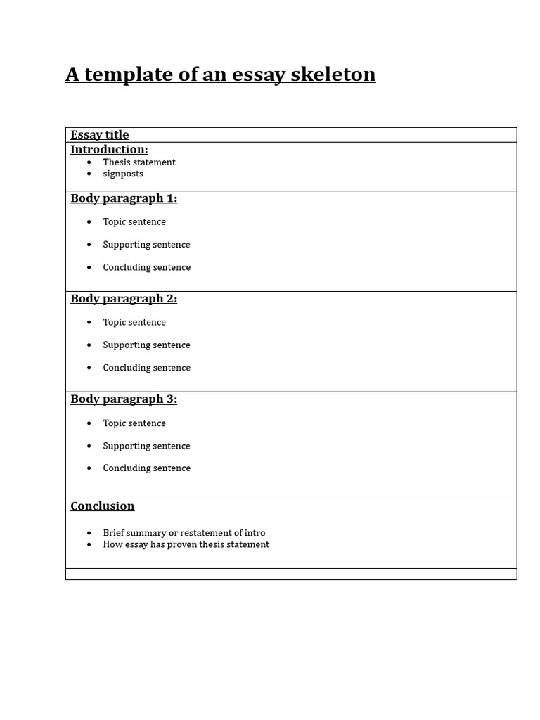 A Template of An Essay Skeleton | PDF | Foreign Language Studies