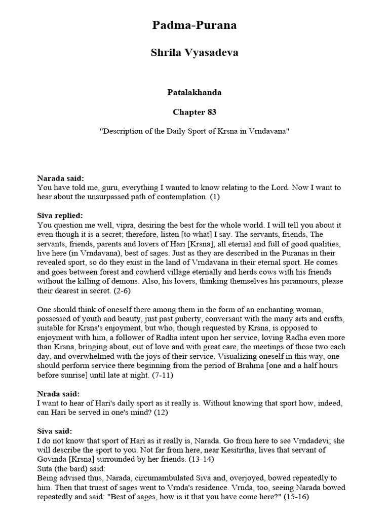 Purana - Padma Purana - Patalak - Estudies | PDF | Krishna | Hinduism