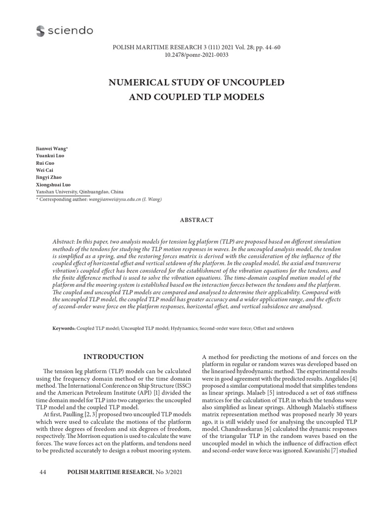 Numerical Study of Uncoupled and Co | PDF | Waves | Force