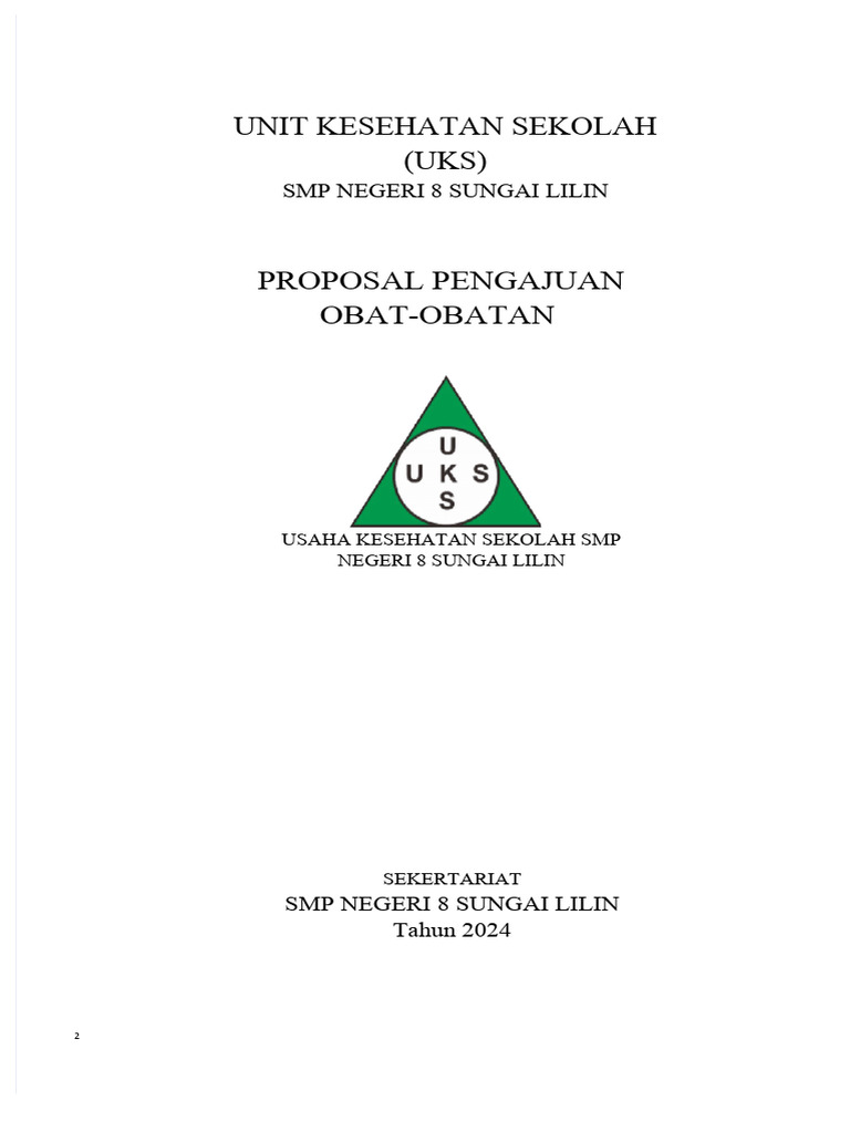 Proposal Obat UKS SMP Negeri 8 | PDF | Pengembangan Diri | Gaya Hidup