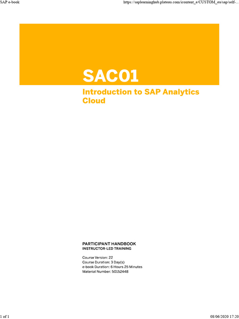 SAC01 - Introduction To SAP Analytics Cloud | PDF | Application ...