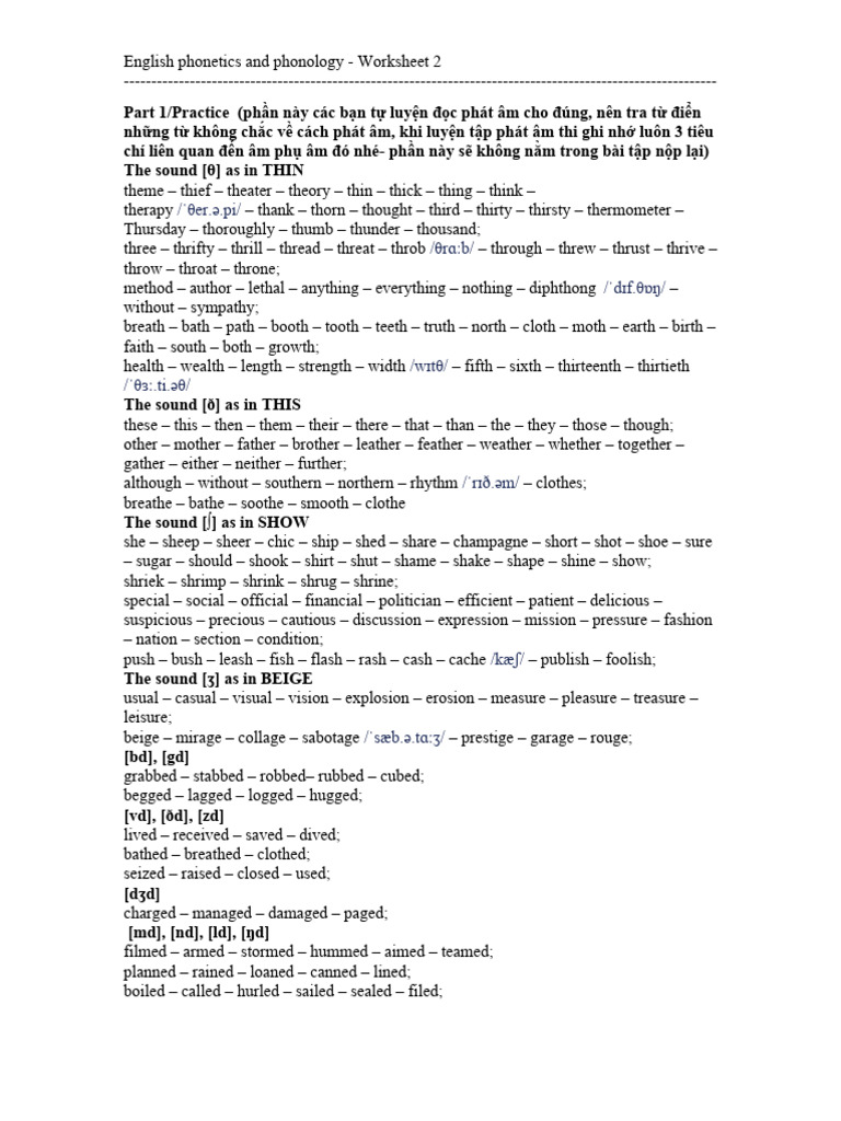 Phonetics and Phonology Practice Worksheet | PDF | Phonetics | Human Voice
