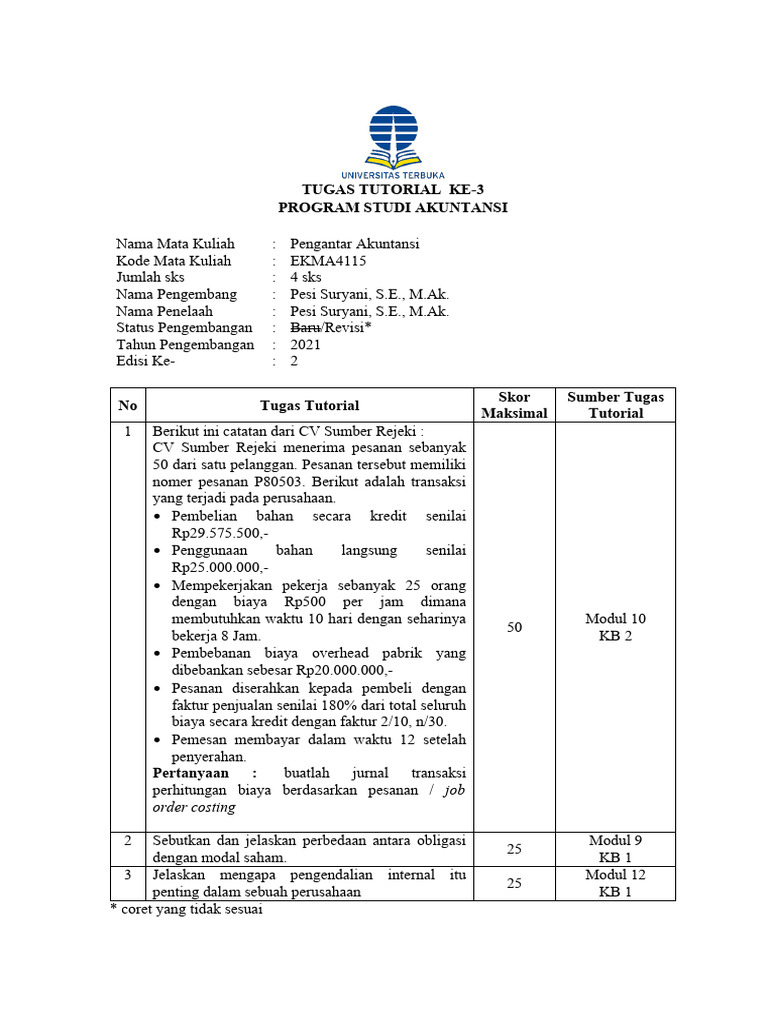 Tugas 3 Pengantar Akuntansi | PDF