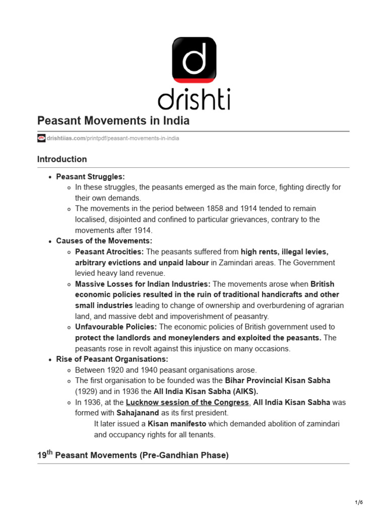 Peasant Movements in India | PDF | Indian Nationalism