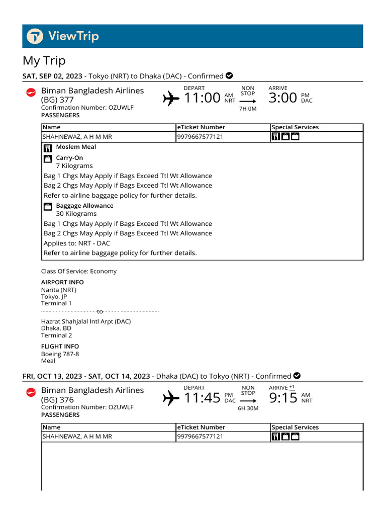 Travelport Viewtrip - My Trip | PDF | Transport | Airlines
