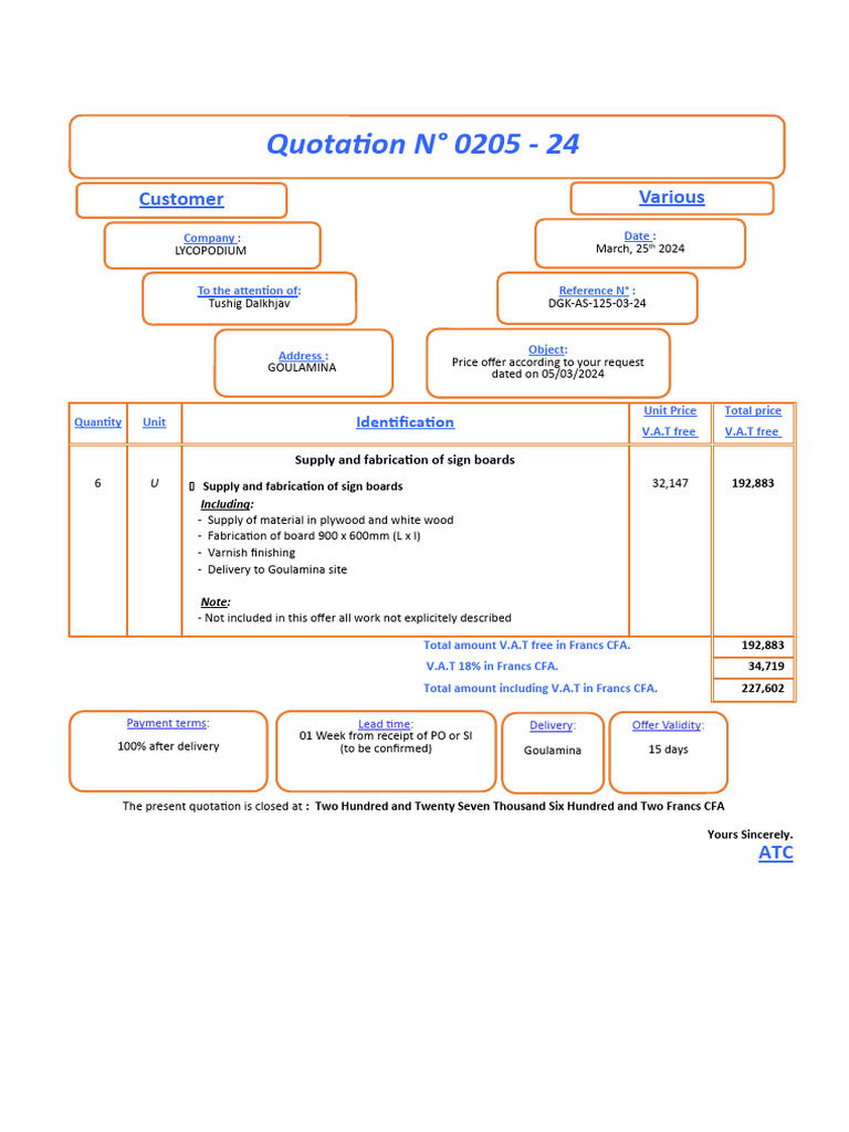 0205-24 Quotation LYCOPODIUM (Supply and Fabrication of Sign Boards ...