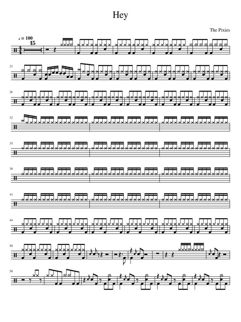 The Pixies - Hey - Drum Music Sheet | PDF