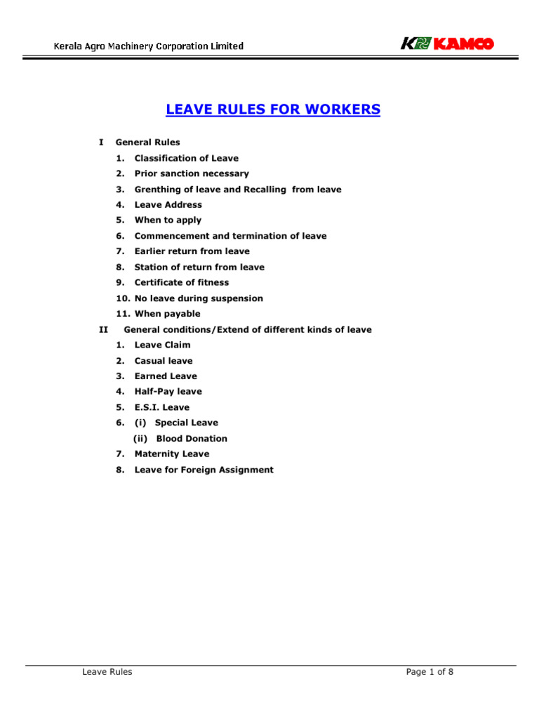 Leave Rule Worker | PDF | Employment | Corporations