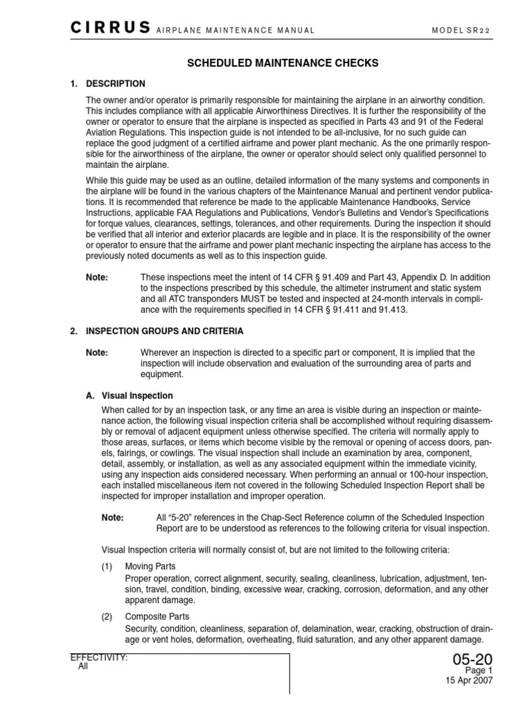 AMM 5-20 Scheduled Maintenance Checks | PDF | Propeller | Empennage