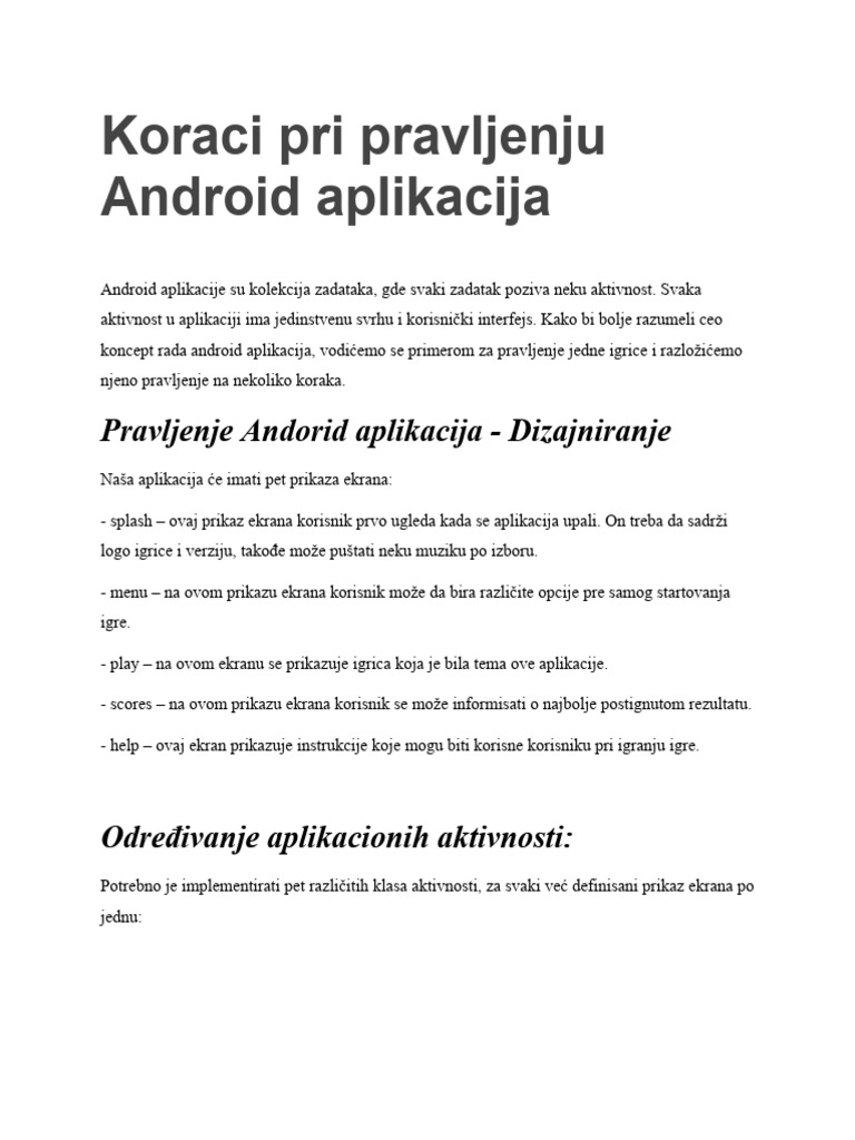 Koraci Pri Pravljenju Android Aplikacija | PDF