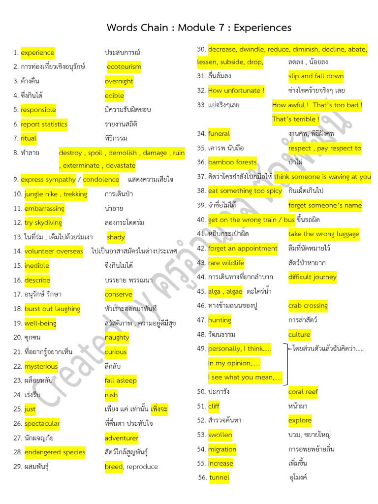 Words Chain - Module 7 - Experiences - Spark2 2 | PDF