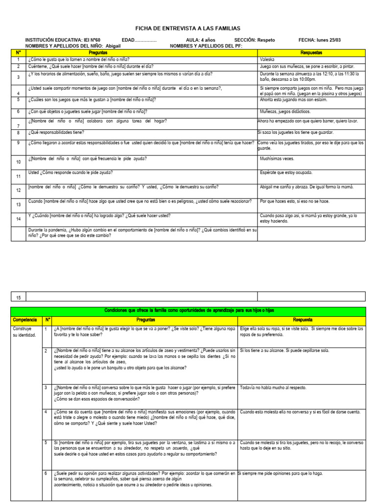 Ficha de Entrevista Al PF - Abigail | PDF