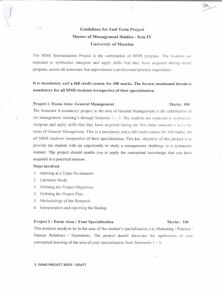 Mms-Sem-4-Project Guidelines University | PDF