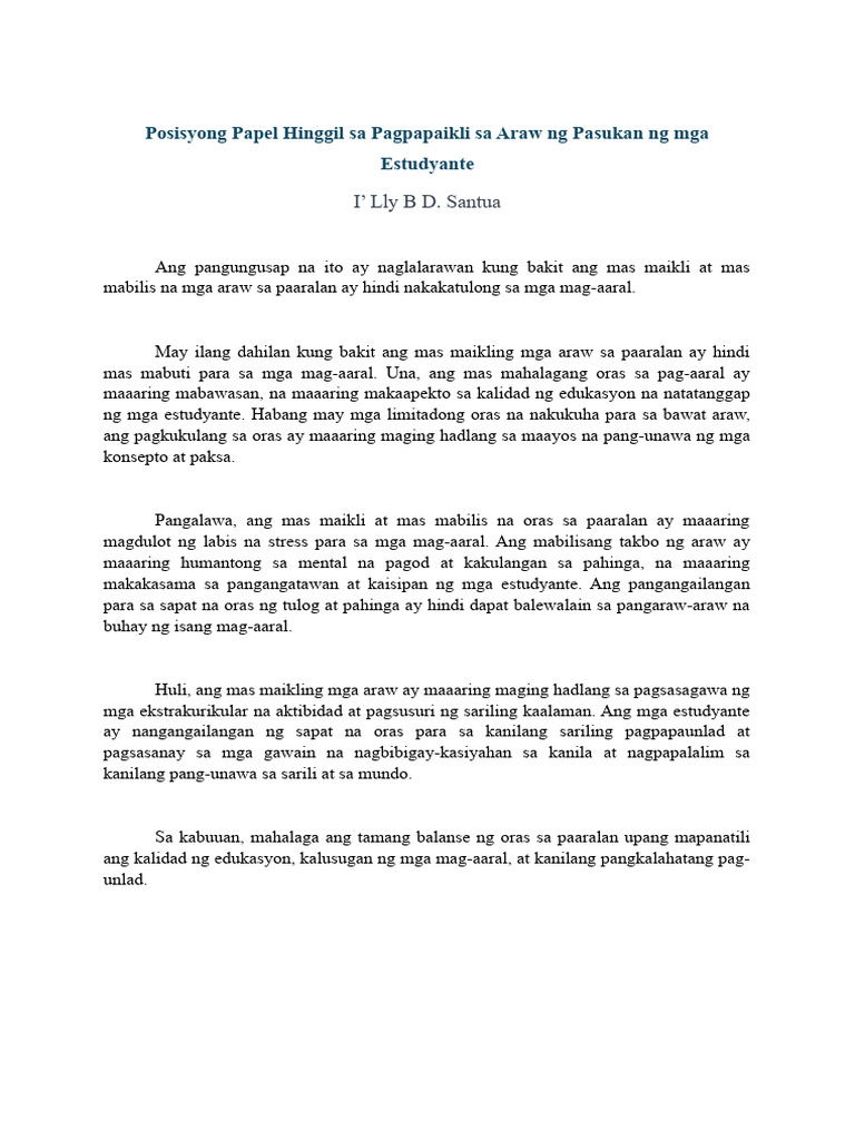 Posisyong Papel | PDF