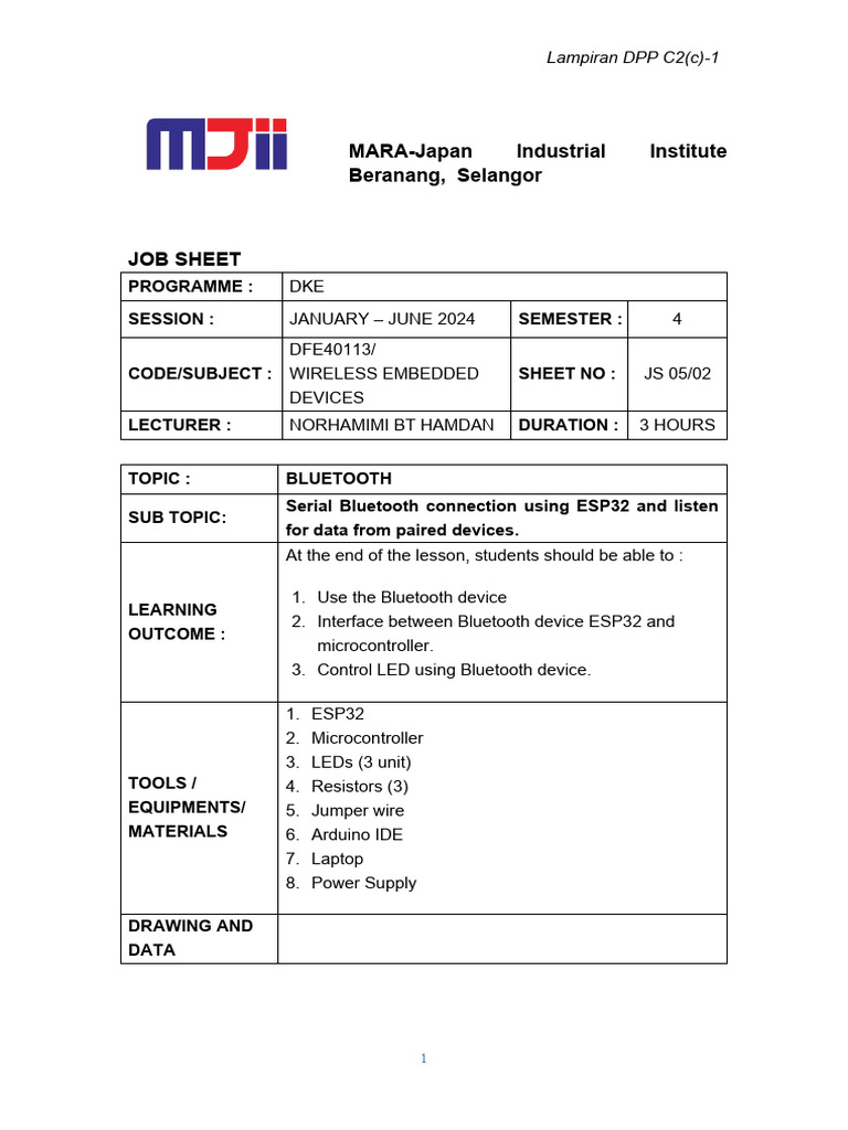 Jobsheet Bluetooth Esp32 | PDF | Bluetooth | Arduino