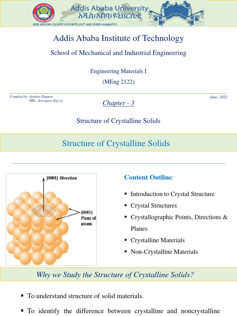 Ch-3 - Structure of Crystalline Solids Lecture 1 | PDF | Crystal Structure | Crystal