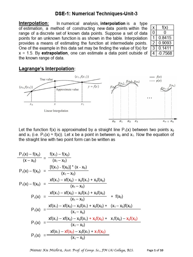 Dse 1 Unit 3 | PDF | Finite Difference | Interpolation