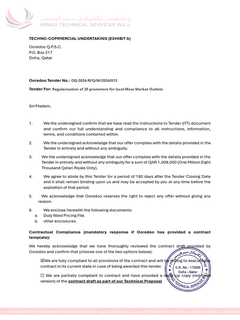 TECHNO-COMMERCIAL_UNDERTAKING__EXHIBIT_A_ (1) | PDF | Justice | Crime ...