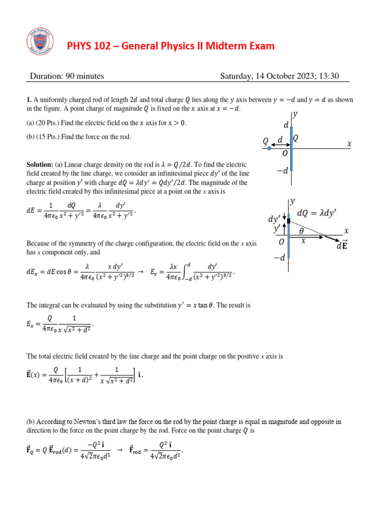 PHYS 102 - General Physics II Midterm Exam: Duration: 90 Minutes ...