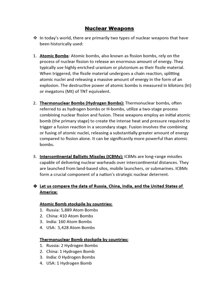 Nuclear Weapons | PDF | Nuclear Weapons | Bomb