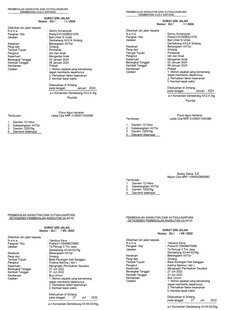 Surat Ijin Jalan | PDF