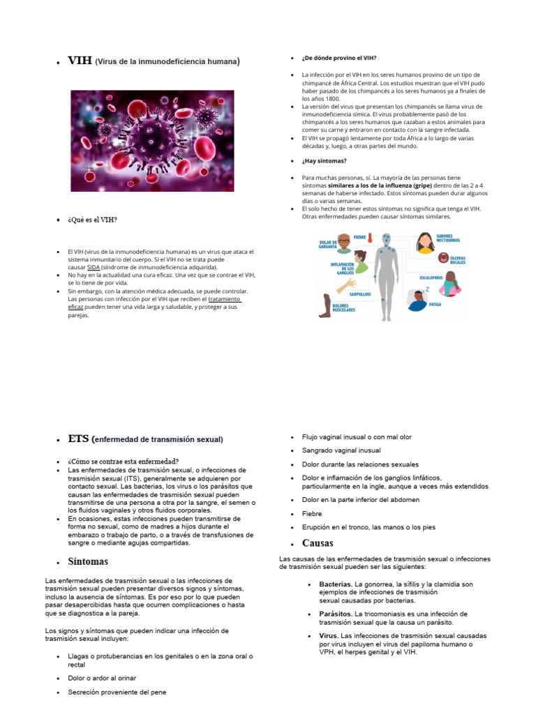 VIH y ETS | PDF | Infección transmitida sexualmente | VIH