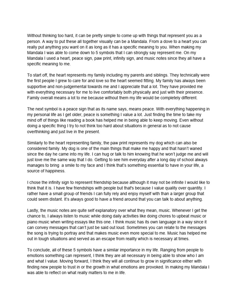 Mandala Essay Rough Draft EXAMPLE 1 | PDF