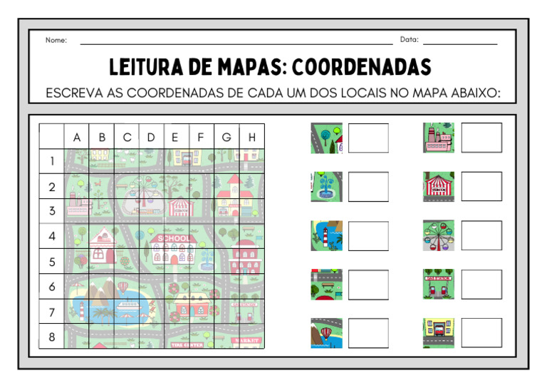 Ativ - Adaptada Leitura de Mapas - Coordenadas | PDF