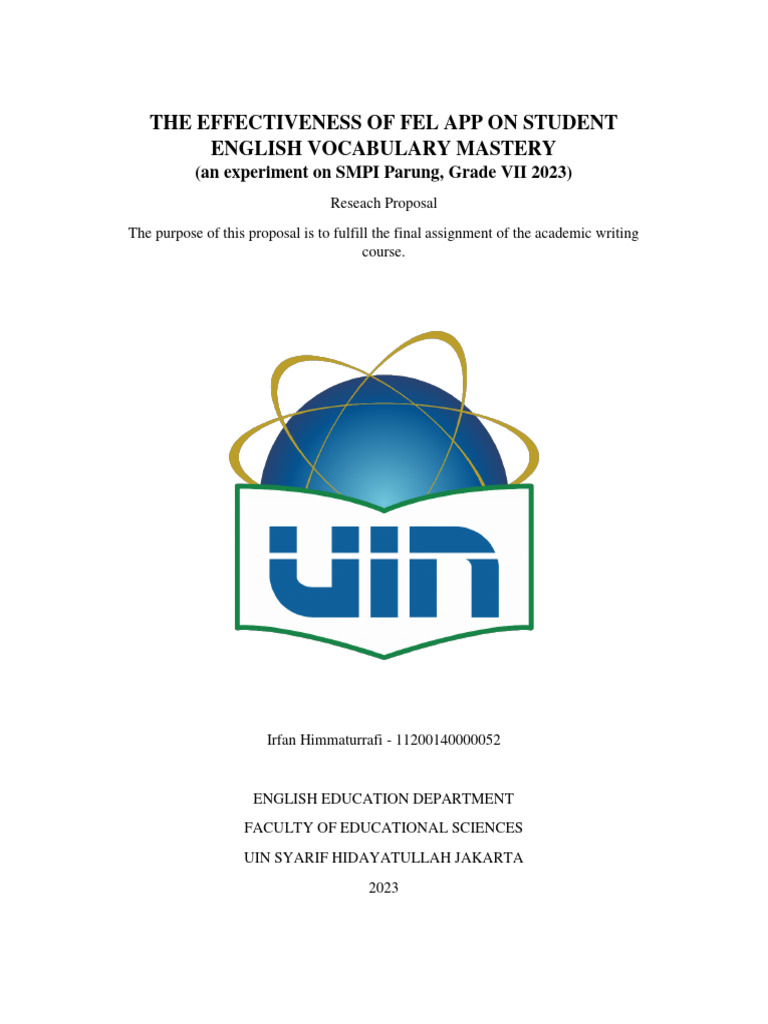 The Effectiveness of Fel App On Student English Vocabulary Mastery ...