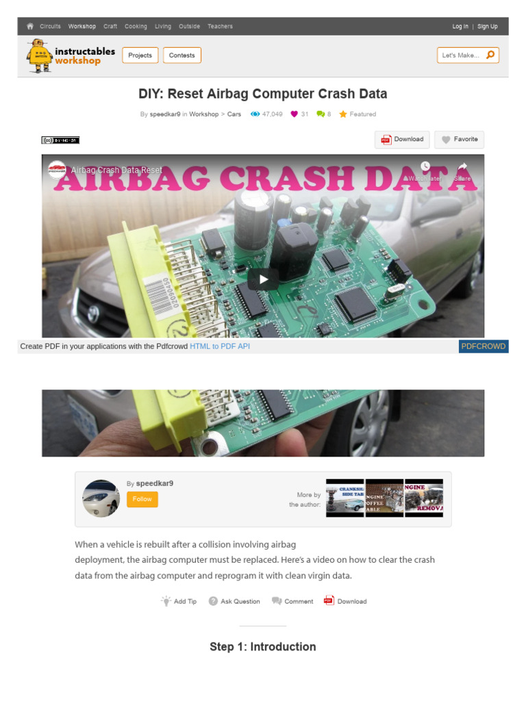WWW Instructables Com DIY Reset Airbag Computer Crash Data | PDF | Airbag | Application Software
